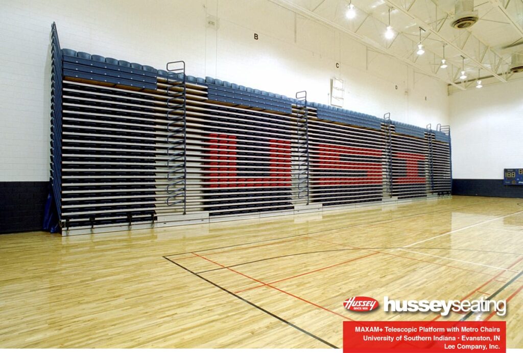 University of Southern Indiana Gymnasium Seating by Hussey Seating Company