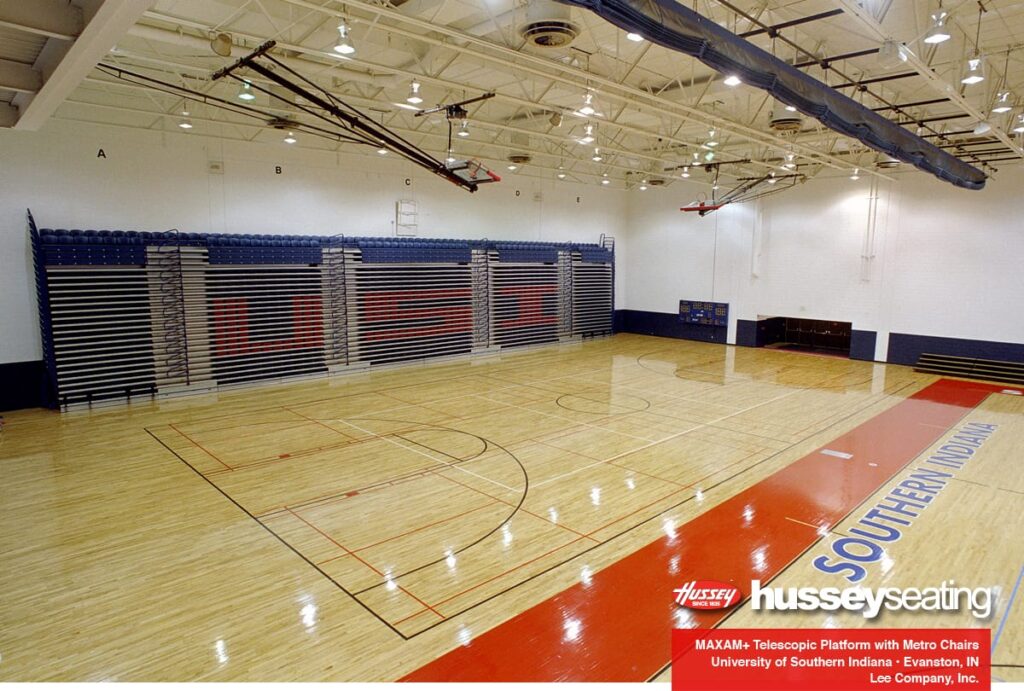 University of Southern Indiana Gymnasium Seating by Hussey Seating Company