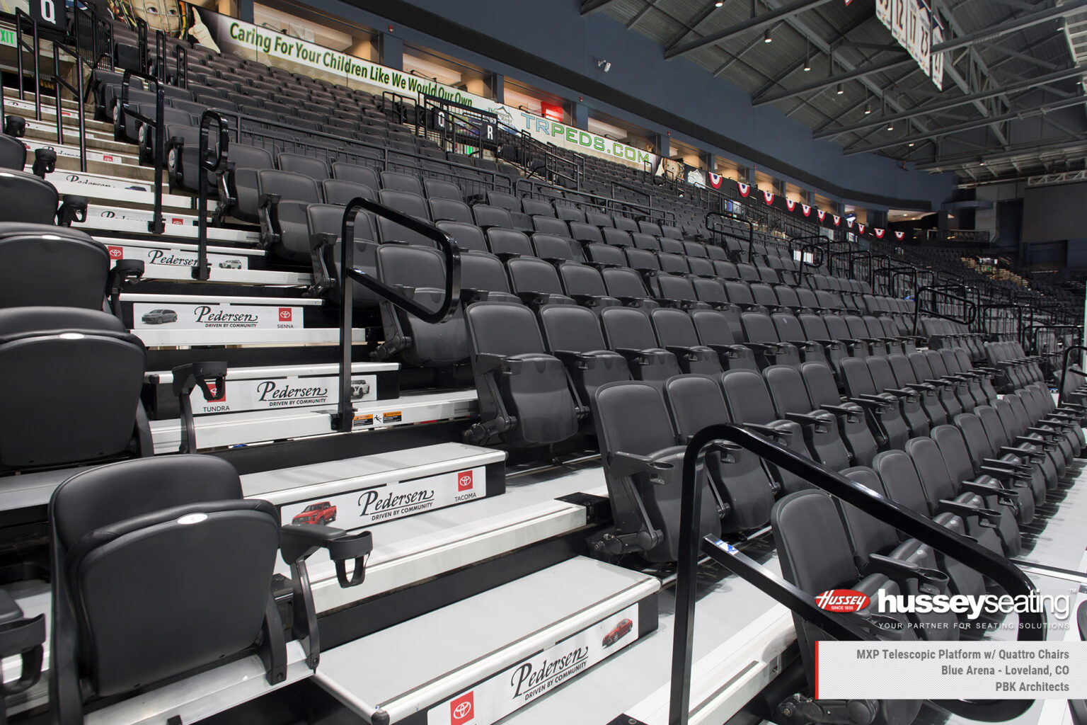 Blue Arena - Fixed Quattro and Fusion chairs - Hussey Seating